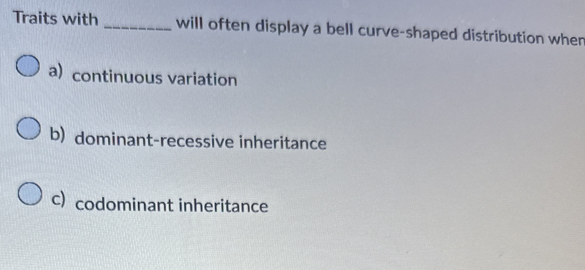 Solved Traits with q, ﻿will often display a bell | Chegg.com
