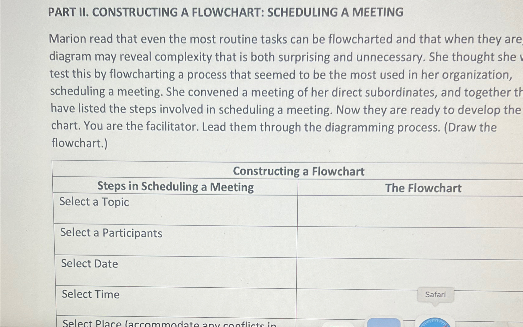 Solved PART II. ﻿CONSTRUCTING A FLOWCHART: SCHEDULING A | Chegg.com