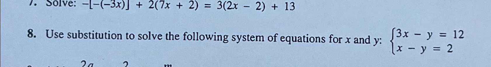 Solved Use substitution to solve the following system of | Chegg.com