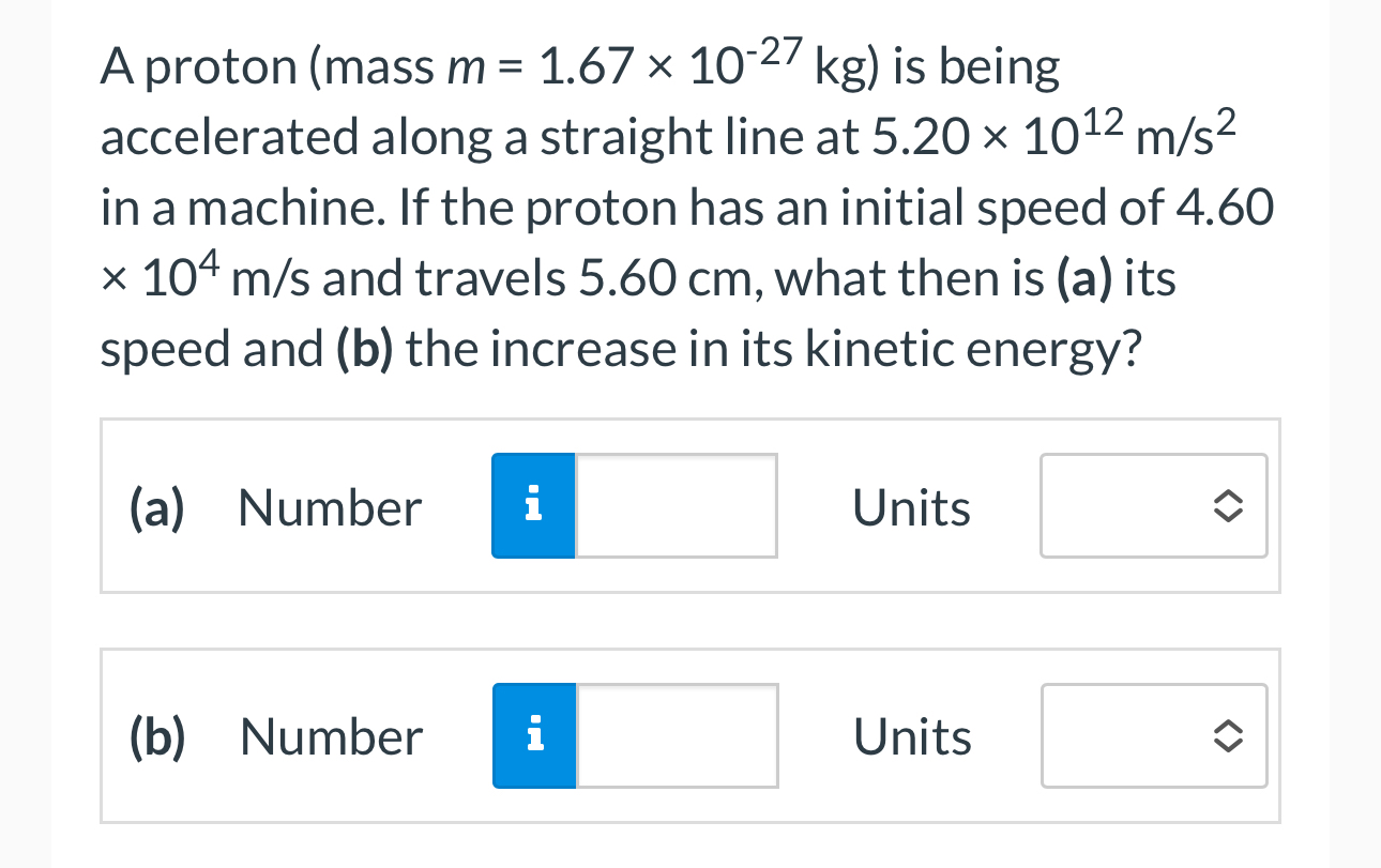 Solved A proton (mass m=1.67×10-27kg ) ﻿is being accelerated | Chegg.com