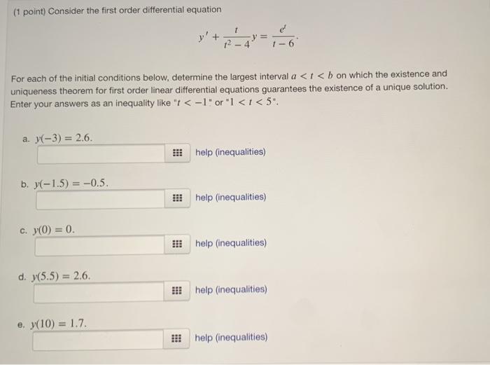 Solved 1 Point Consider The First Order Differential