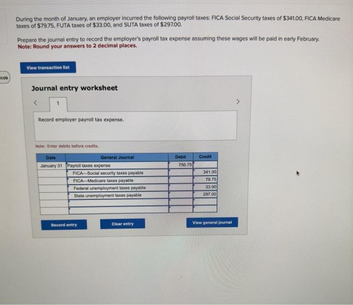 Solved During the month of January, an employer incurred the | Chegg.com