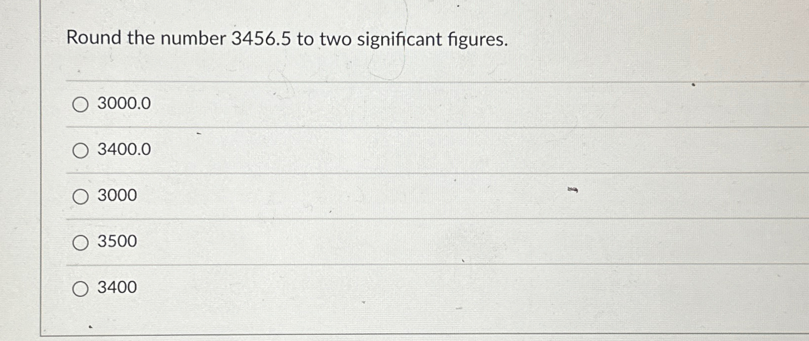 Solved Round the number 3456.5 ﻿to two significant | Chegg.com
