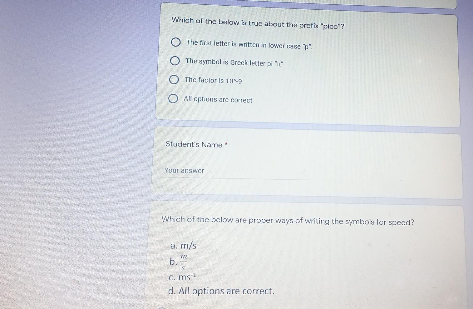Solved Which of the below is true about the prefix "pico"? | Chegg.com