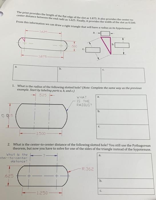 Solved Finding Missing Dimensions on Slotted Holes. While | Chegg.com