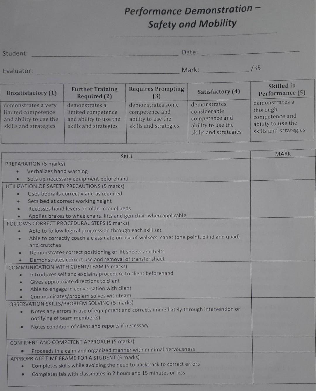 Solved Performance Demonstration - Safety and Mobility | Chegg.com