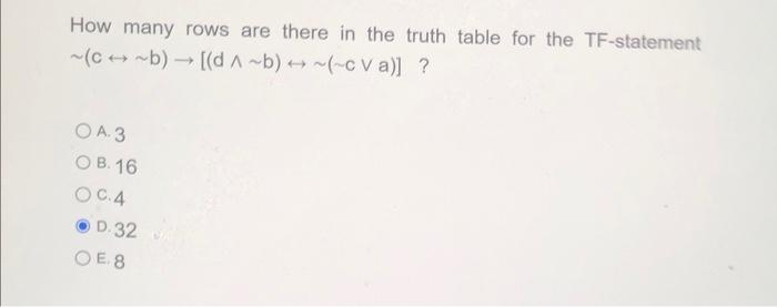Solved How many rows are there in the truth table for the | Chegg.com