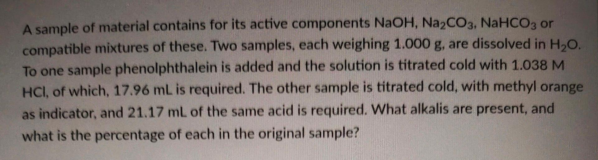Solved A sample of material contains for its active | Chegg.com