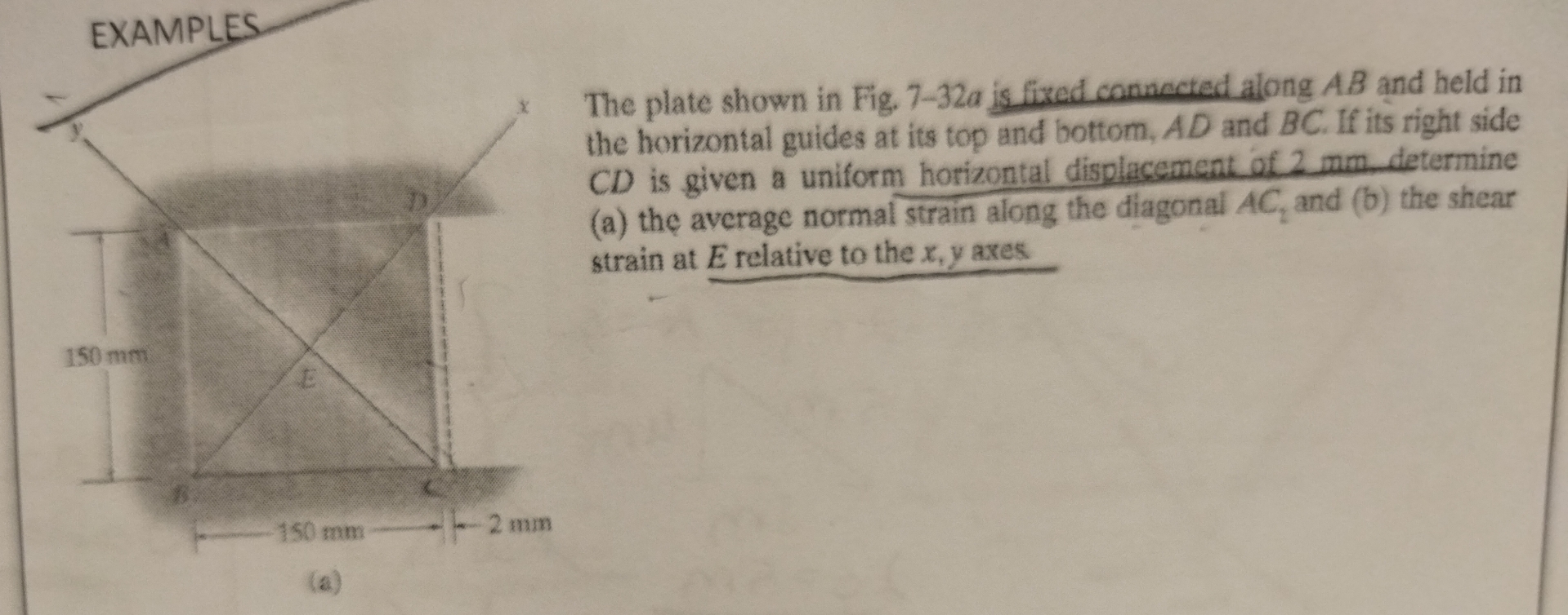 Solved The plate shown in Fig. 7-32a is fixed cannected | Chegg.com