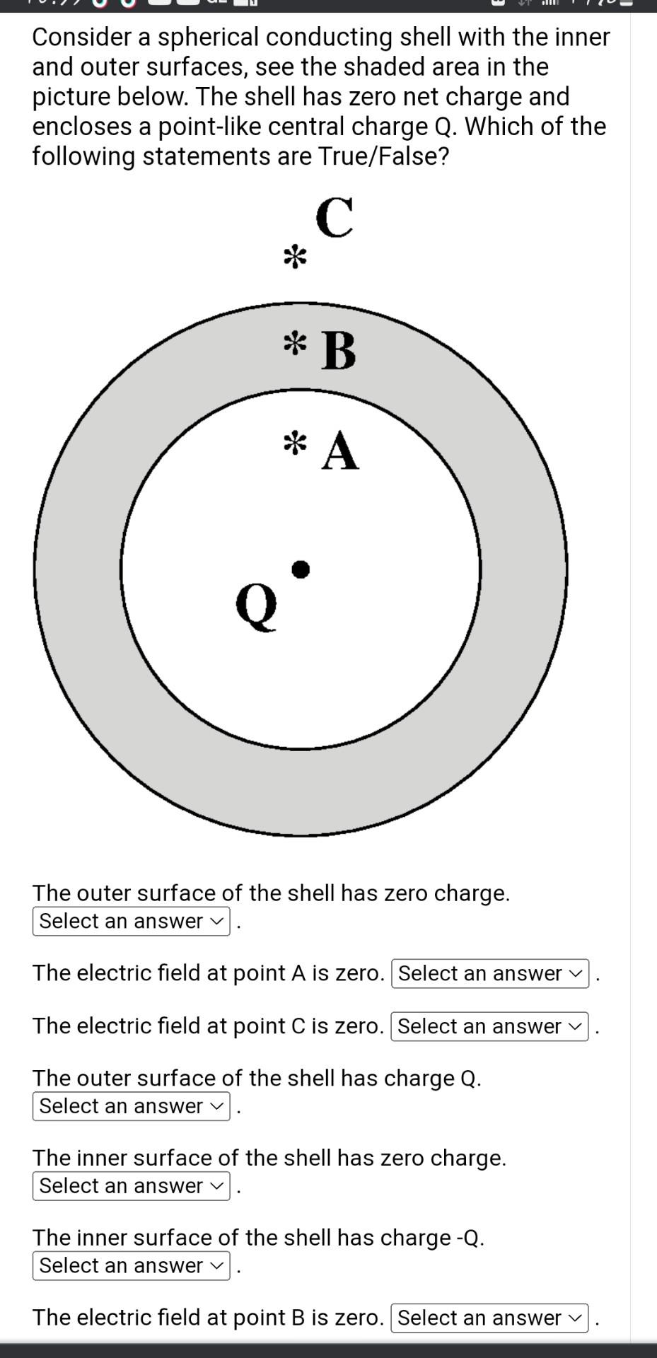 Solved Consider a spherical conducting shell with the inner | Chegg.com