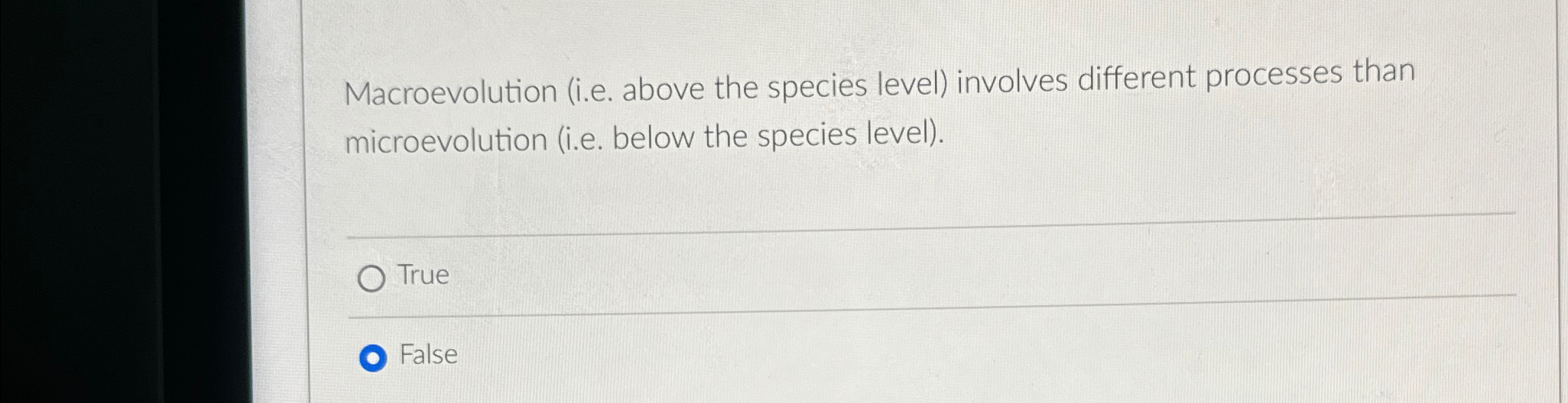 Solved Macroevolution (i.e. ﻿above the species level) | Chegg.com