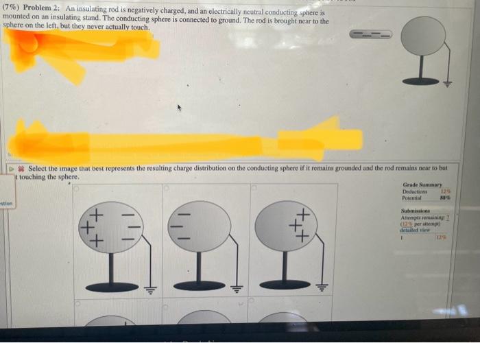 (7\%) Problem 2: An insulating rod is negatively | Chegg.com