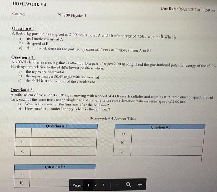 Solved HOMEWORK #4 Course: b) c) Question # 1: A 0.600-kg | Chegg.com