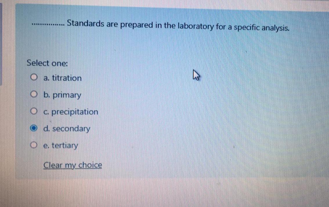Solved Standards are prepared in the laboratory for a | Chegg.com