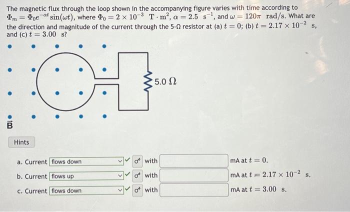 Solved The magnetic flux through the loop shown in the | Chegg.com