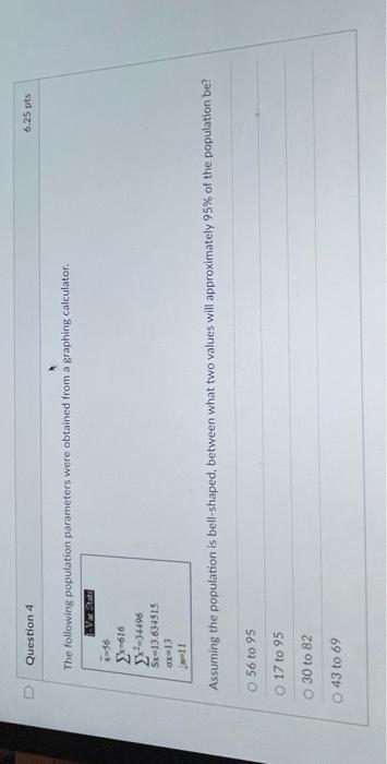 Solved The following population parameters were obtained | Chegg.com