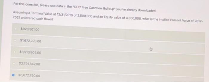 For this question, please use data in the "GHC Free | Chegg.com