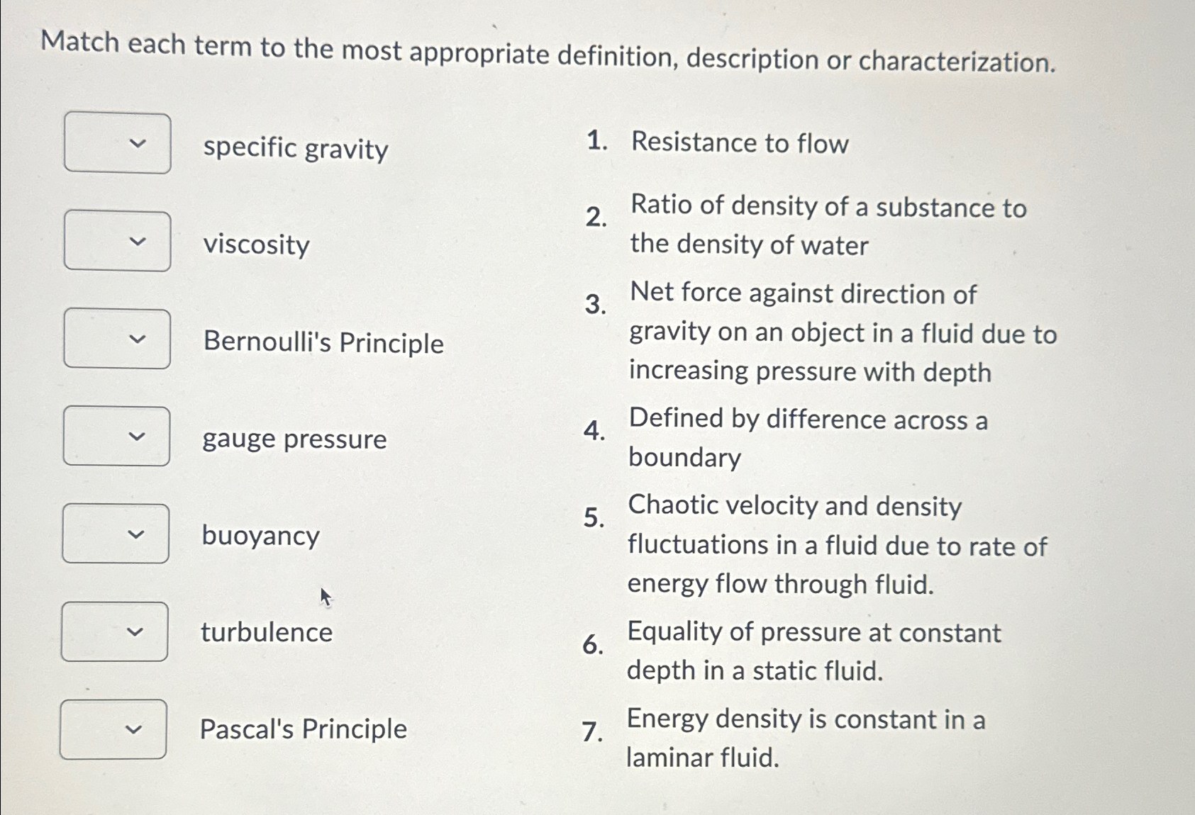 Solved Match each term to the most appropriate definition, | Chegg.com