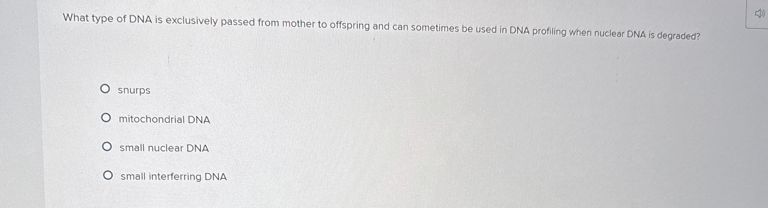 Solved What type of DNA is exclusively passed from mother to | Chegg.com