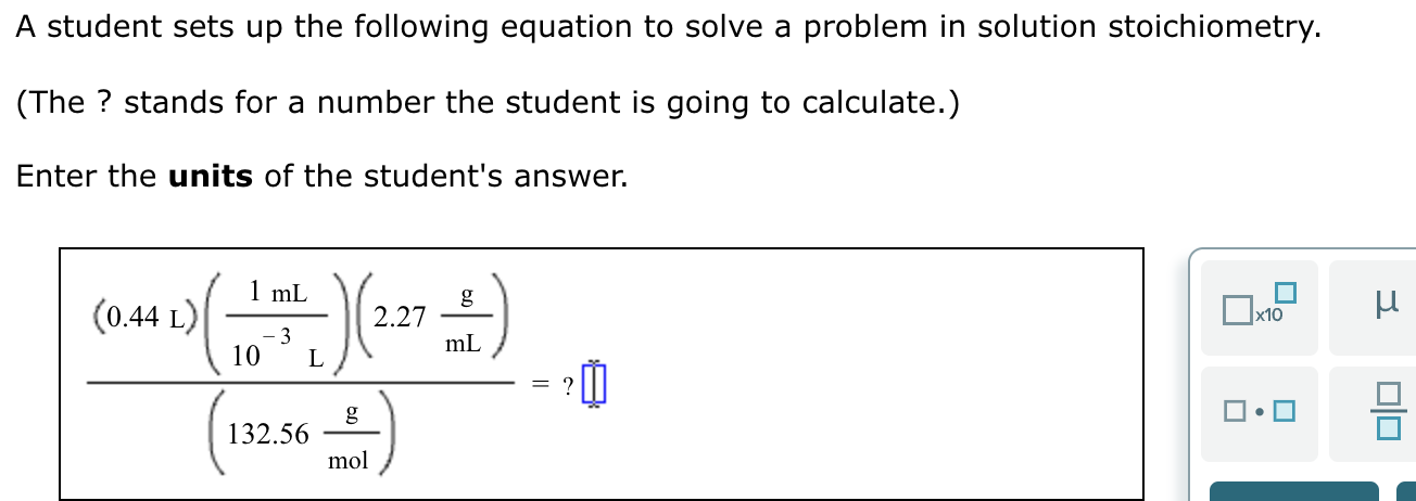 Solved A student sets up ﻿the following equation to ﻿solve a | Chegg.com
