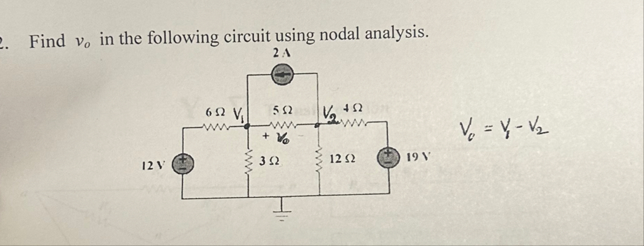 Solved Find vo ﻿in the following circuit using nodal | Chegg.com