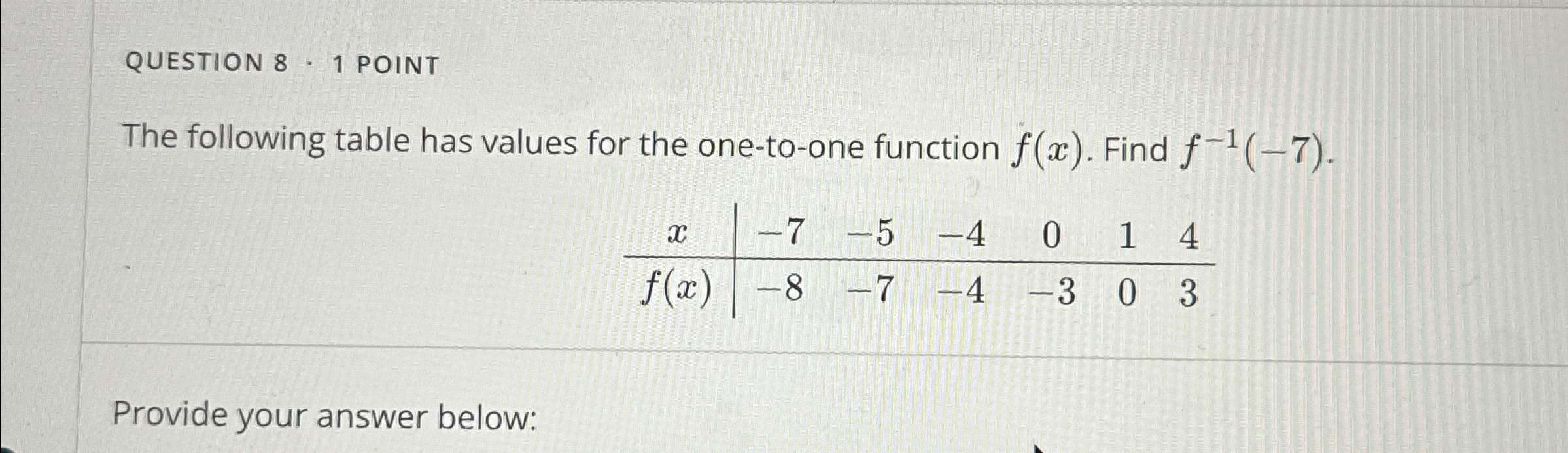 Solved QUESTION 8 - 1 POINTThe following table has values | Chegg.com Solved QUESTION 8 - 1 POINTThe following table has values | Chegg.com