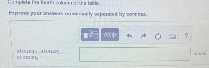 Solved \begin{tabular}{|c|c|c|c|} \hline Element & Mass & | Chegg.com