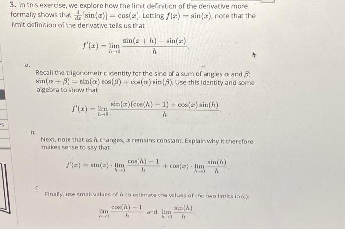 Solved 3. In this exercise, we explore how the limit | Chegg.com