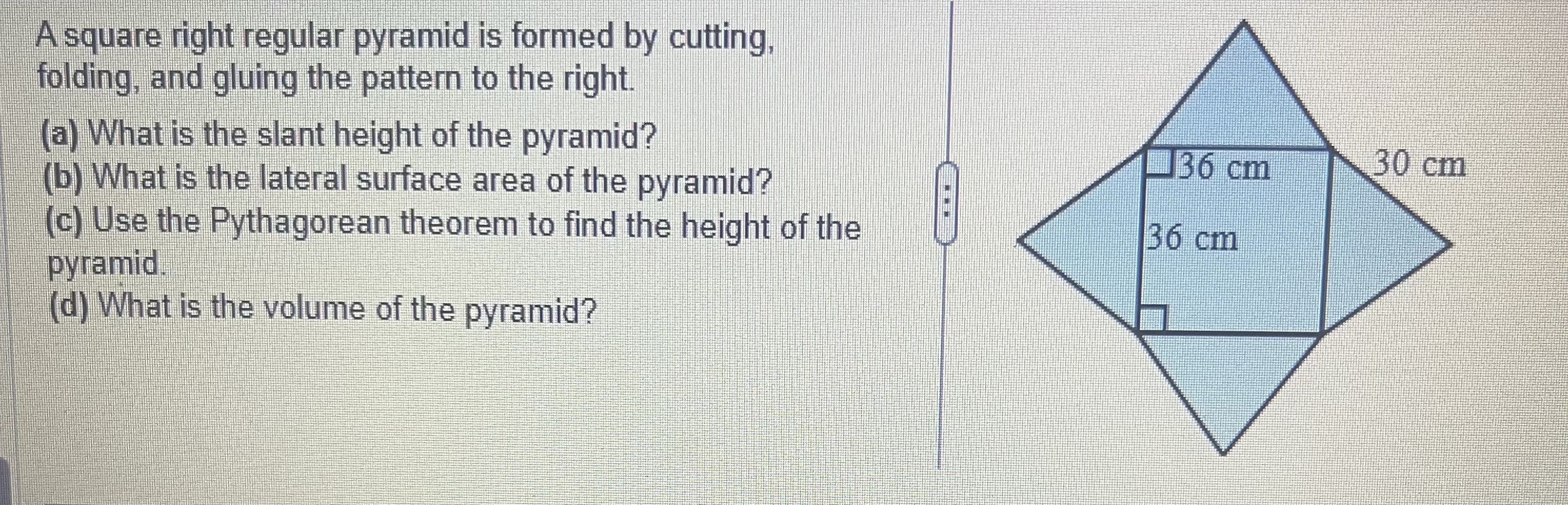 Solved A square right regular pyramid is formed by | Chegg.com