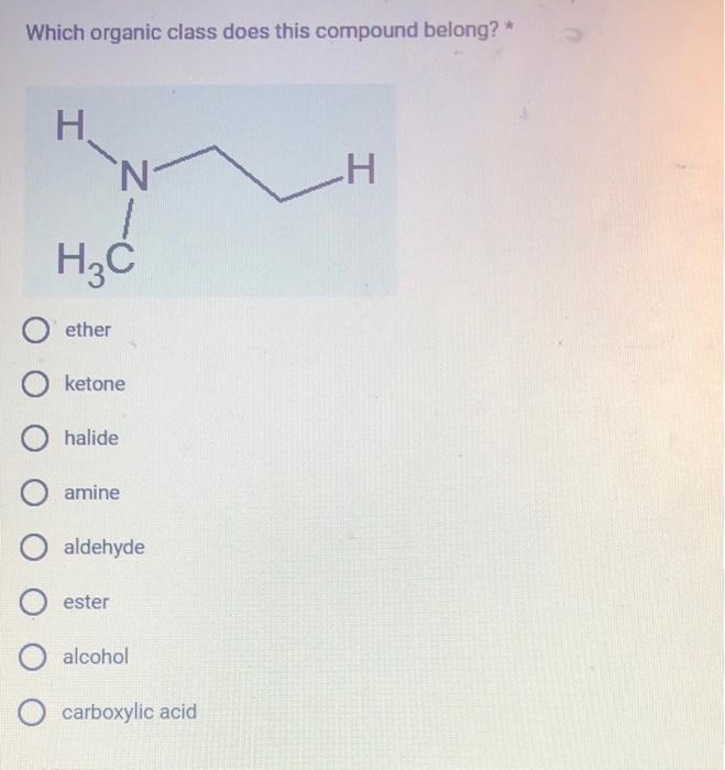 Solved Which organic class does this compound belong? * | Chegg.com