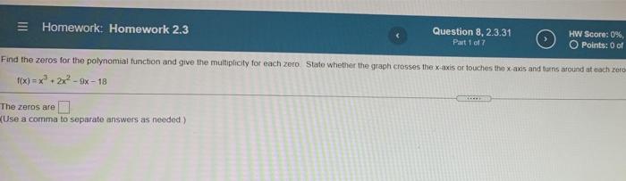 Solved 3 Homework: Homework 2.3 Question 7, 2.3.29 HW Score: | Chegg.com