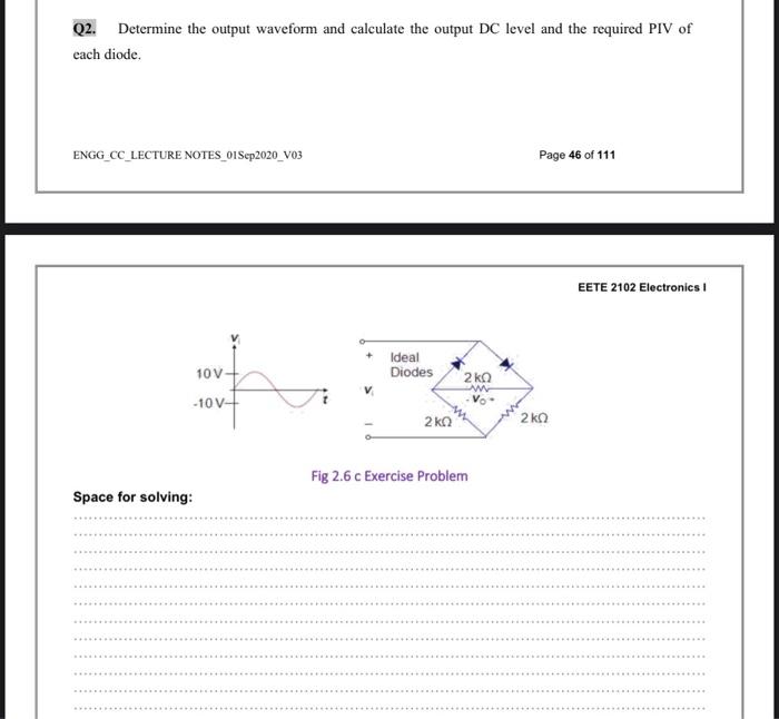 Solved Q2. Determine the output waveform and calculate the | Chegg.com