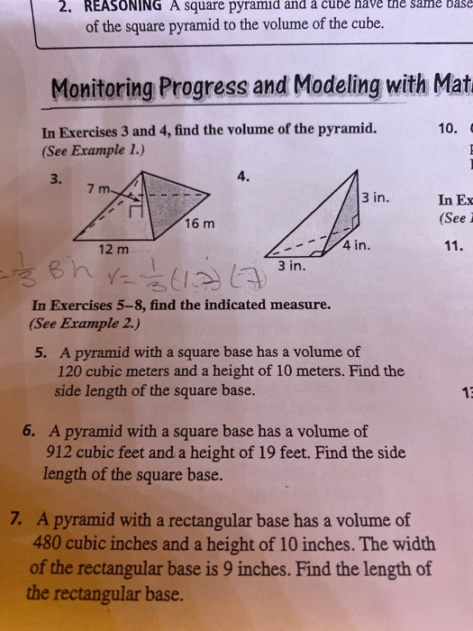 Solved 2. REASONING A square pyramid and a cube have the | Chegg.com