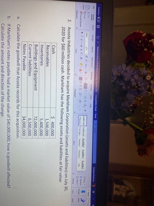 Solved AutoSave e Search File Takehomebam Adanced Accounting | Chegg.com