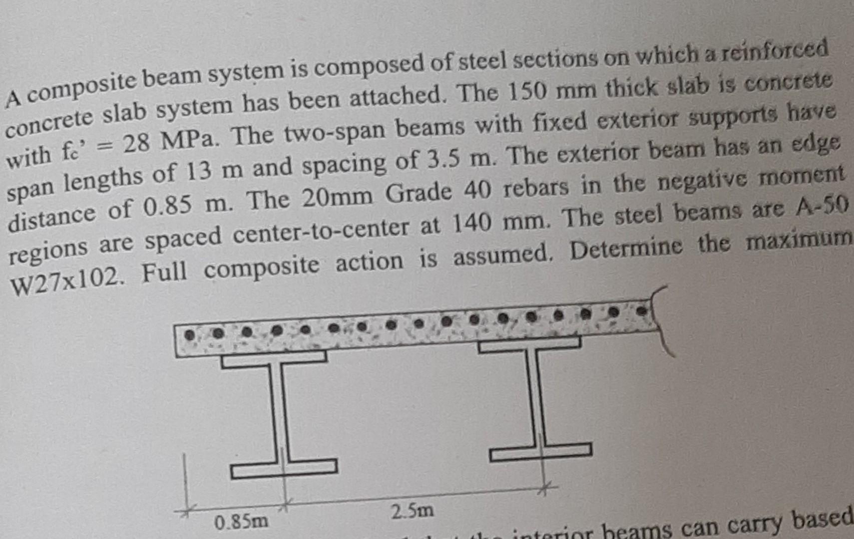 Solved fc A composite beam system is composed of steel | Chegg.com