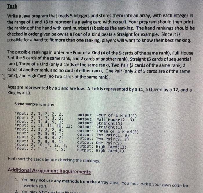 Solved Task Write a Java program that reads 5 integers and | Chegg.com