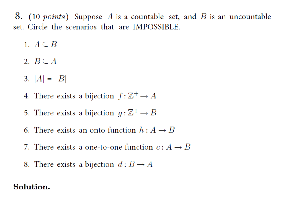 Solved (10 ﻿points) ﻿Suppose A ﻿is a countable set, and B | Chegg.com