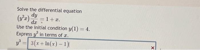 Solved Solve the differential equation dy dx D 1+x. T Use | Chegg.com