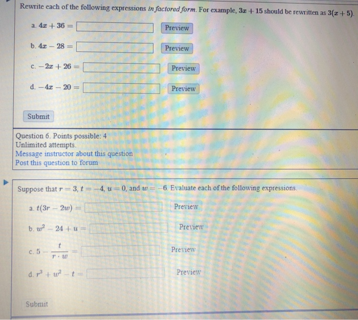 Solved Rewrite each of the following expressions in factored | Chegg.com