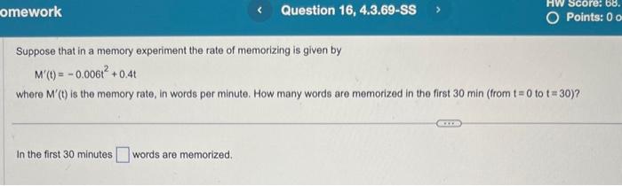 Solved Suppose that in a memory experiment the rate of | Chegg.com