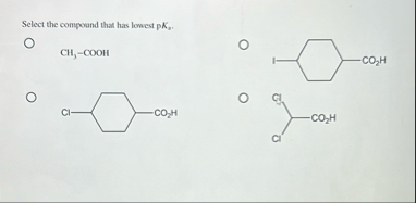 Solved Select the compound that has lowest pK2.CH3-COO H | Chegg.com