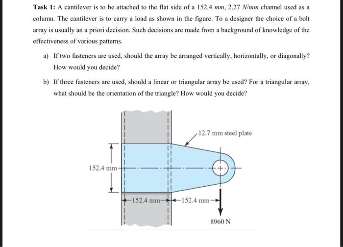 Task 1: A cantilever is to be attached to the flat | Chegg.com Task 1: A cantilever is to be attached to the flat | Chegg.com