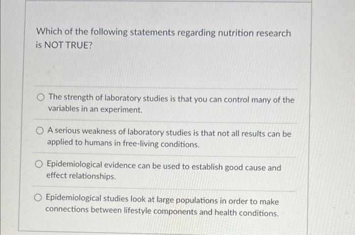 Solved Which of the following statements regarding nutrition | Chegg.com