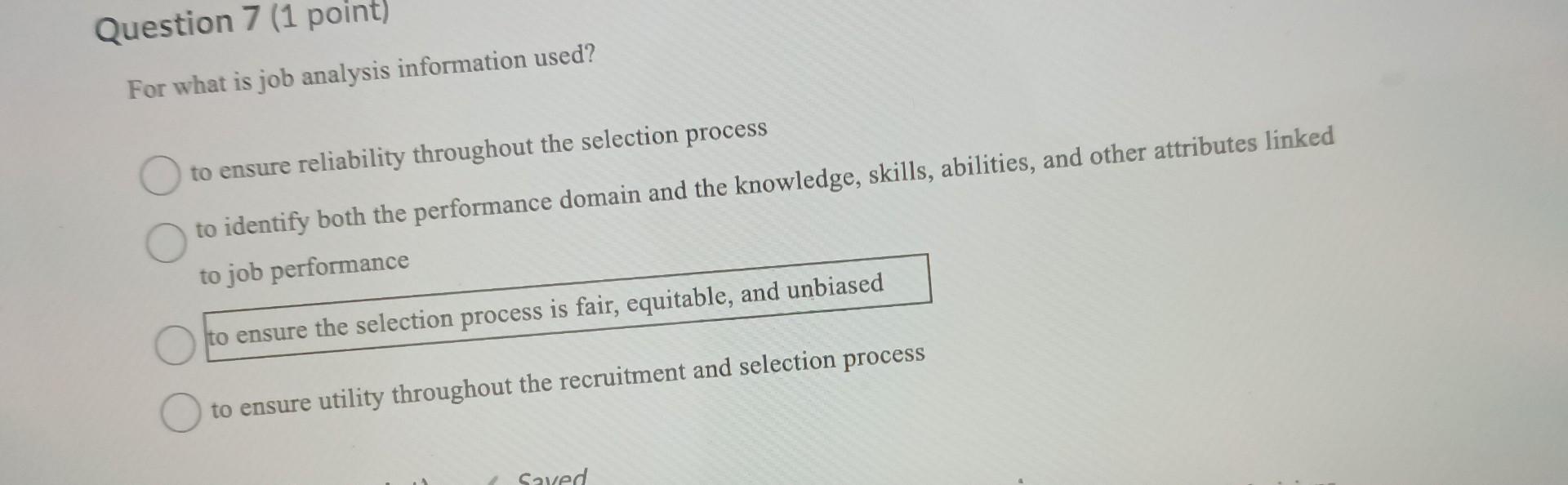 Solved For what is job analysis information used? to ensure | Chegg.com