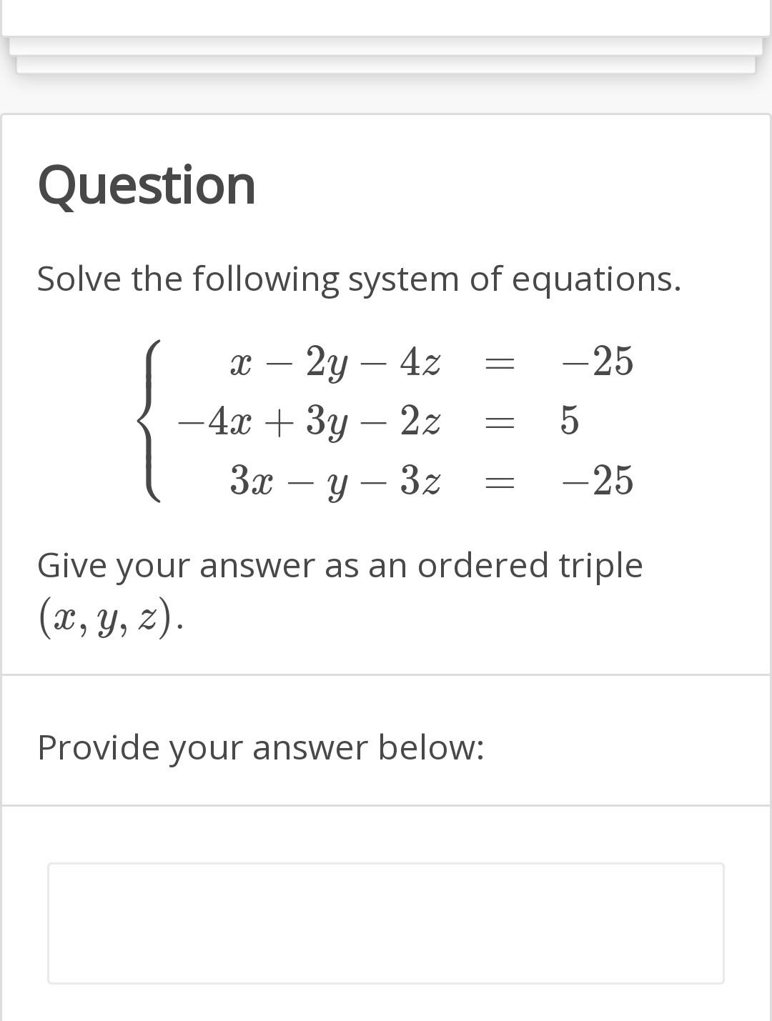 Solved Solve the following system of equations. | Chegg.com