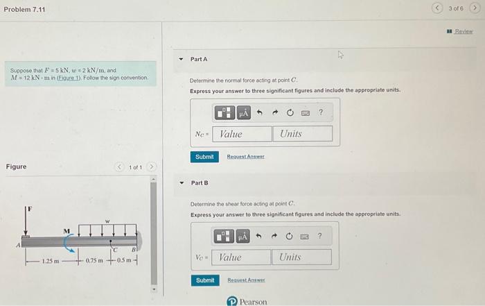 Solved Determine the normal force, shear force, and moment | Chegg.com