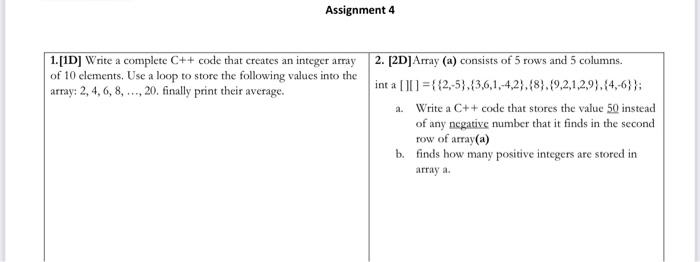 Solved Assignment 4 1.[1D] Write a complete C++ code that | Chegg.com