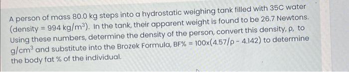 Solved A person of mass 80.0 kg steps into a hydrostatic | Chegg.com