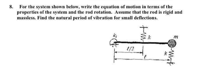 Solved 8. For the system shown below, write the equation of | Chegg.com