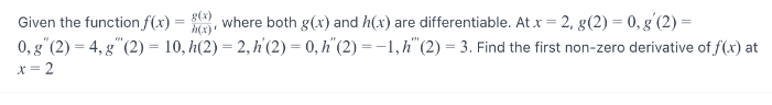 Solved Given the function f(x)=g(x)h(x), ﻿where both g(x) | Chegg.com